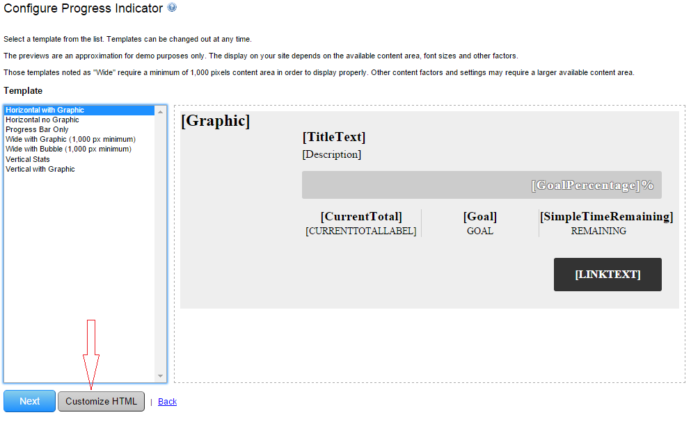 Customize HTML for Progress Indicator